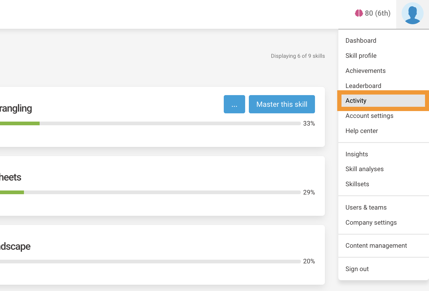 How do I read the Activity section?