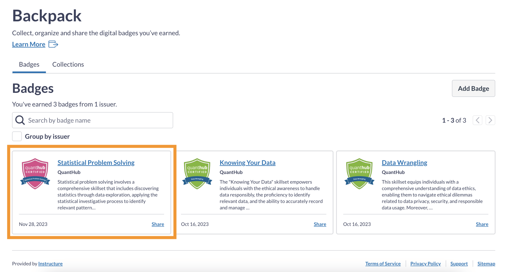 How do I export a badge?